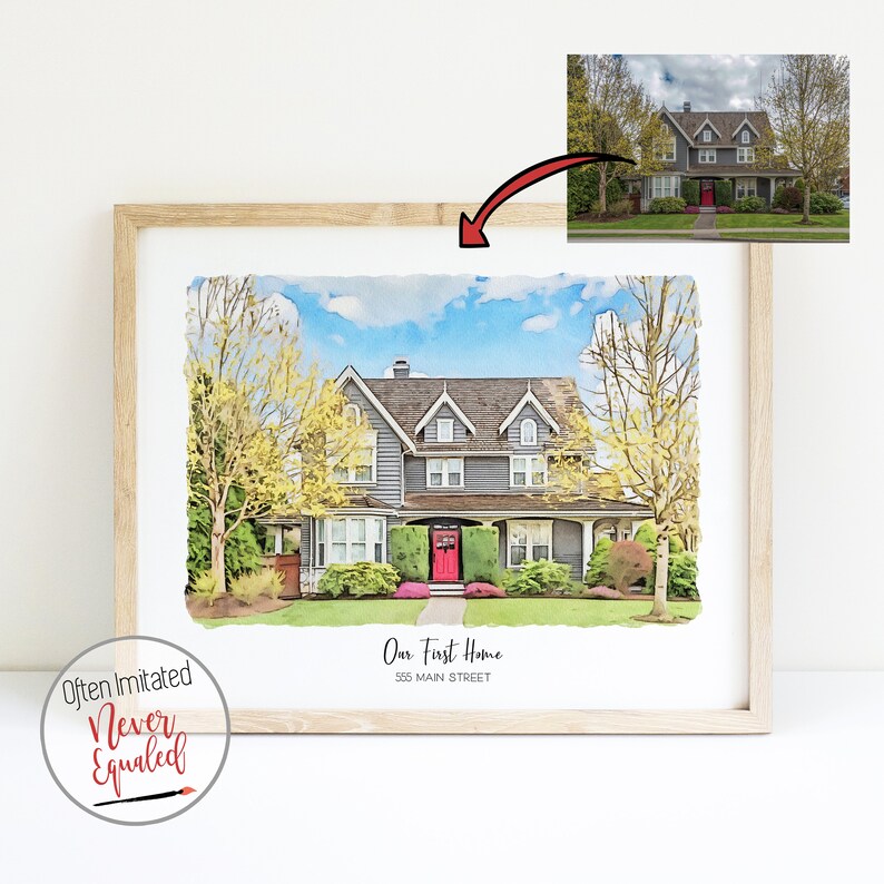 Home Portrait Gift for New House First Home Picture Custom | Etsy