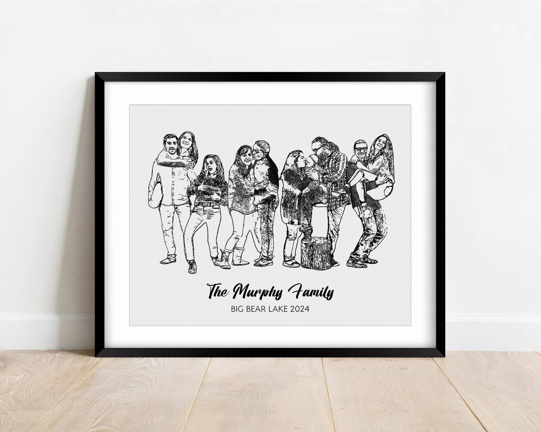 Custom Family Drawing From Photo, Family Portrait Illustration ...