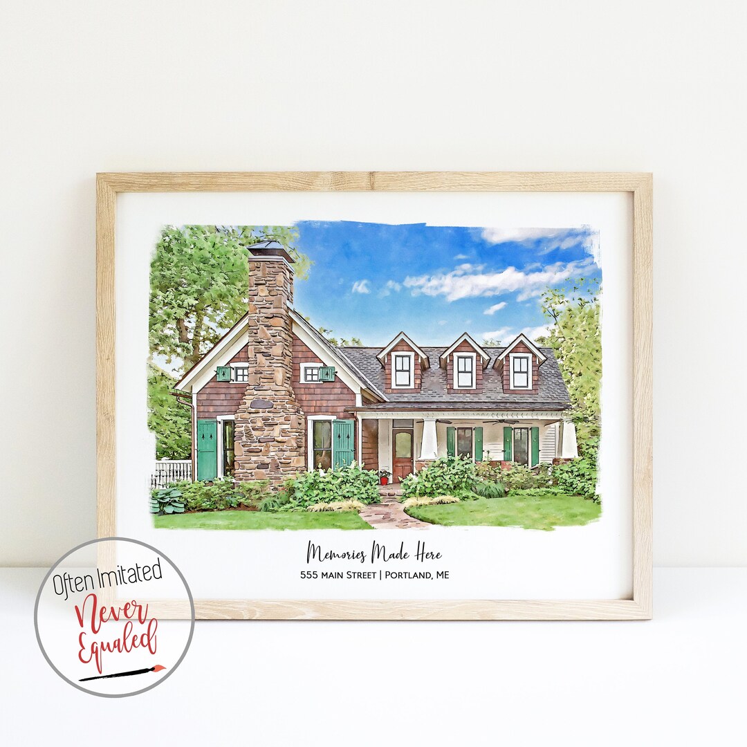 Home Portrait Gift for New House First Home Picture Custom - Etsy