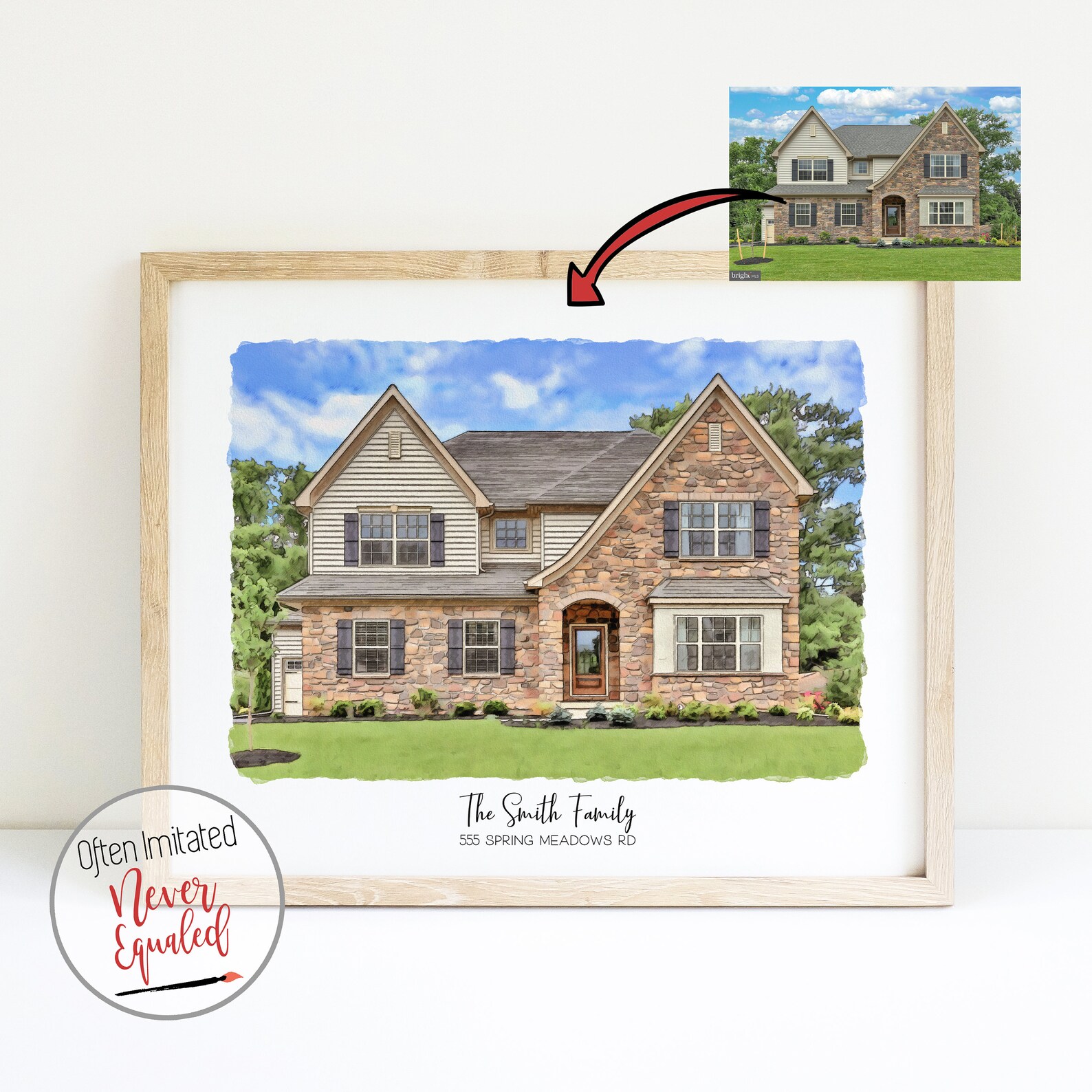 Watercolor Home Print Custom House Print Personalized House | Etsy