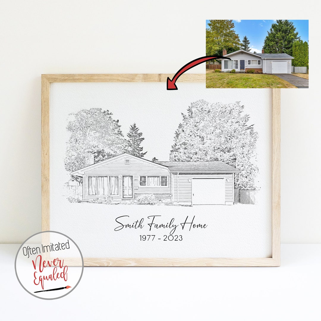 Drawing From Photo Custom House Portrait Home Illustration - Etsy