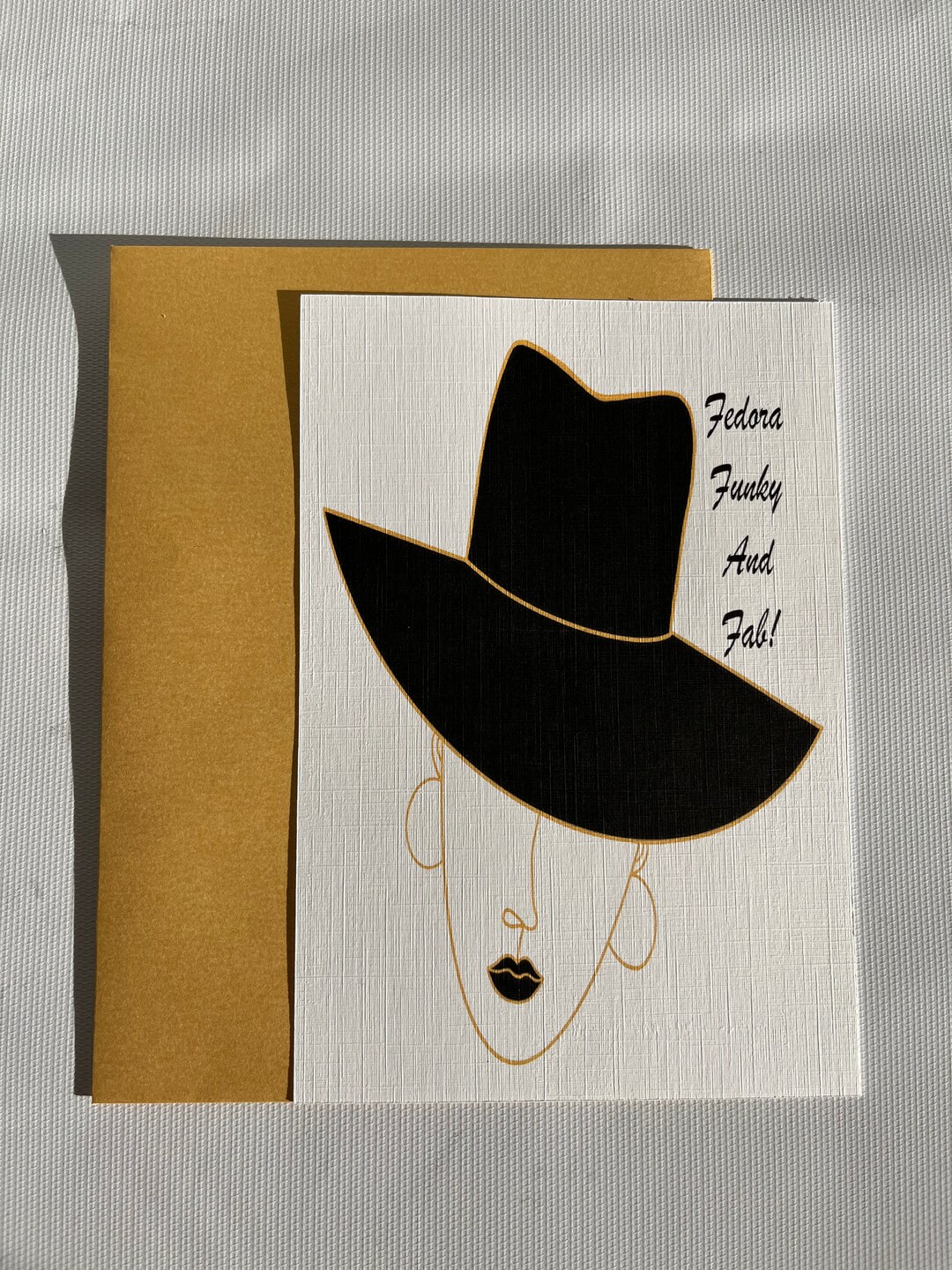 Fashion Illustration Fedora Hat Abstract Framable Notecard Set 4 - Etsy