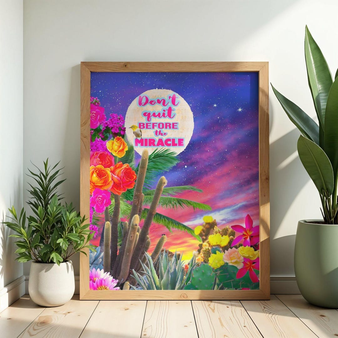 Desert Moon Collage Art Print, Inspirational Home Decor (digital ...