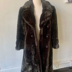 Vintage Faux Fur Dark Brown Coat 1960’s Faux Fur Coat 60’s Mid Century ...