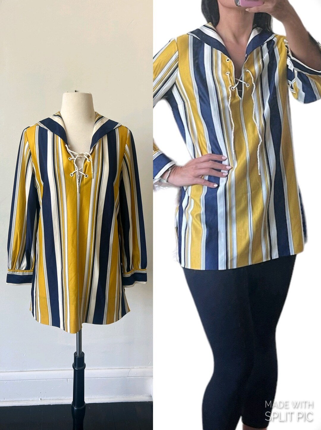 Vintage Mid Century Mod Striped Nautical Tunic 1960s Mod - Etsy