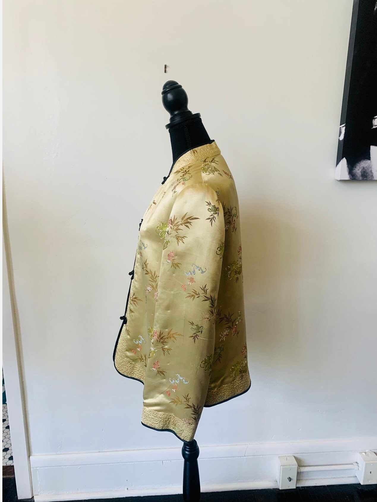 Vintage Peony Satin Chinese Cheongsam Jacket Vintage Gold - Etsy