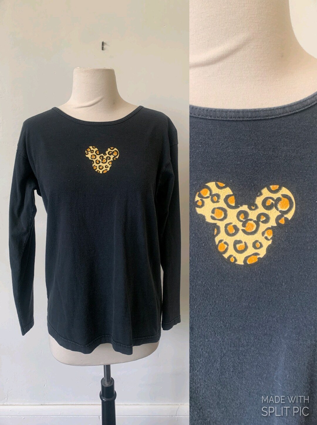 Vintage Mickey Mouse Leopard Print Minimalist Blouse 1990’s Disney ...