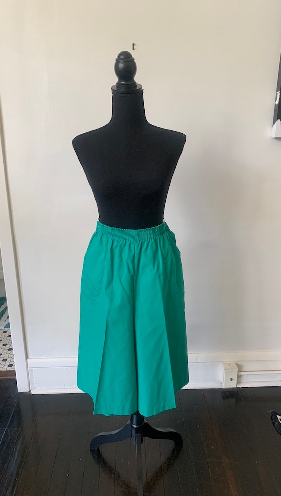 Vintage High Rise Gaucho Pants 1980’s Emerald Green H… - Gem
