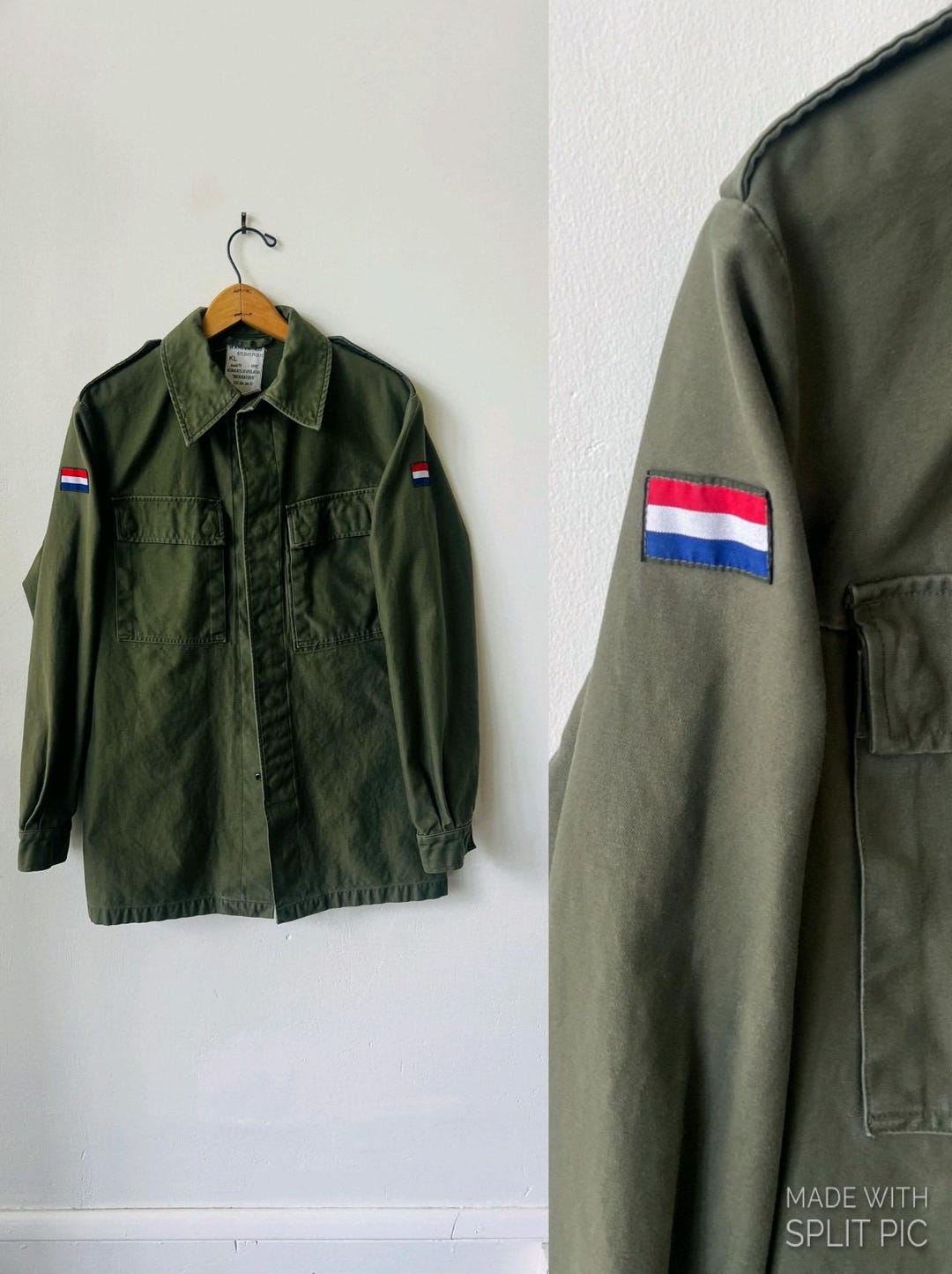 Vintage Netherlands Military Field Shirt 1990 Dutch Flag Army Shirt 90s ...