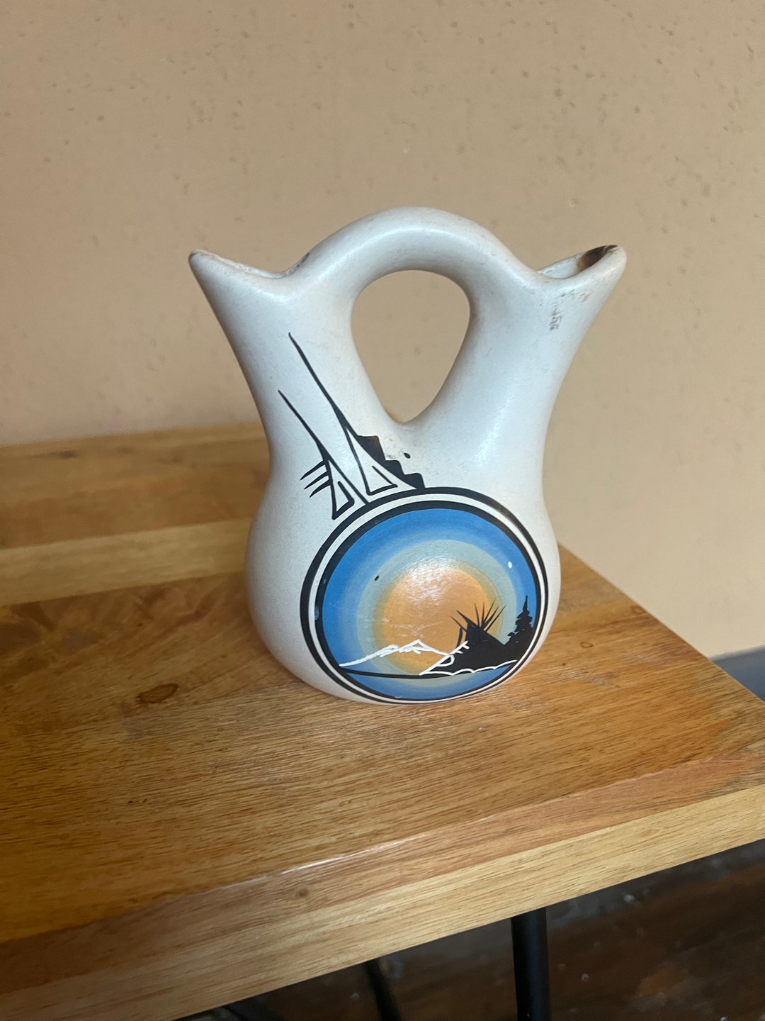 Vintage Navajo Hand Painted Wedding Vase Pottery Vintage Nez Signed ...