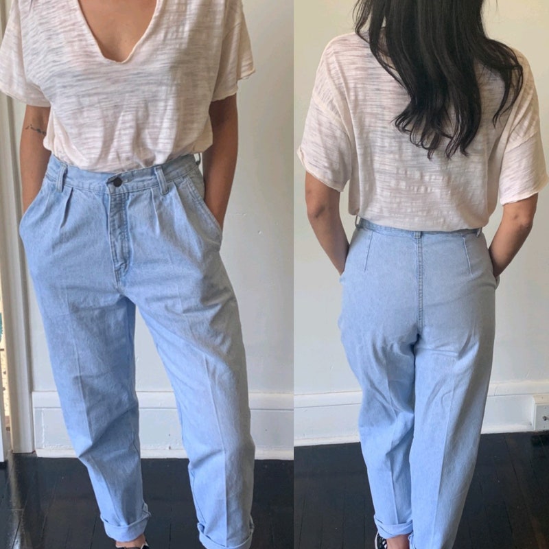 Pleated Jeans - Etsy