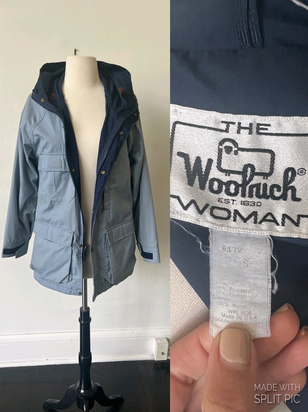 Vintage Woolrich Baby Blue and Navy Blue Parka 1980s Womens Woolrich ...
