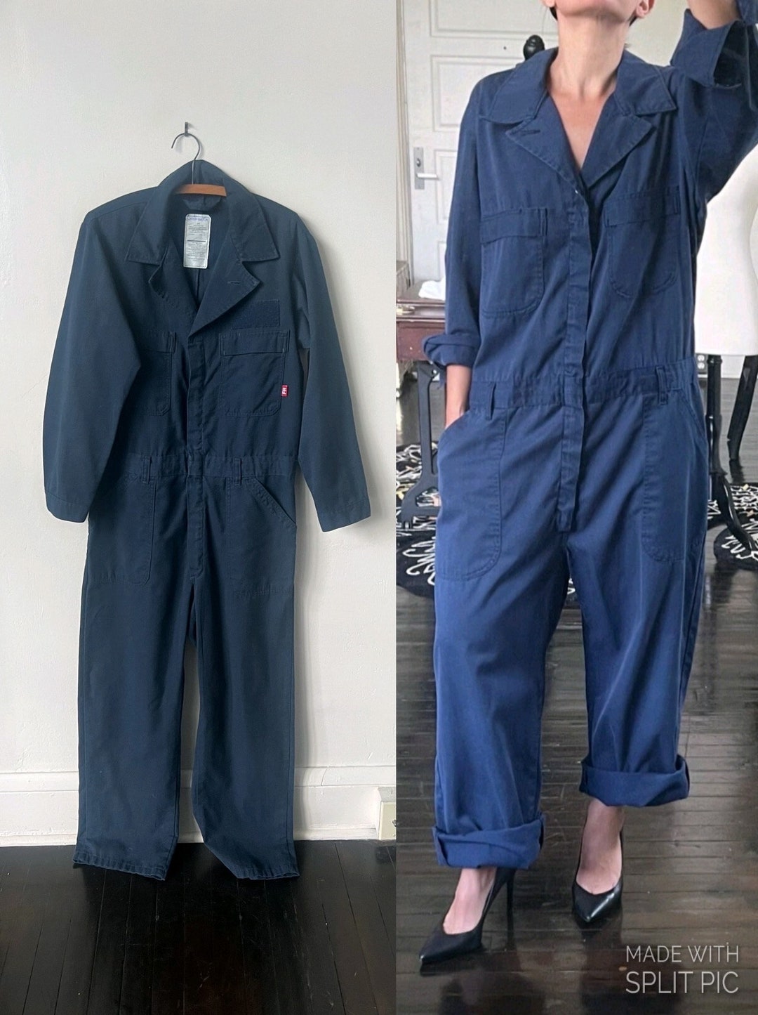 Vintage Navy Blue Utility Coveralls 1990’s Men’s XL Work Wear Coveralls ...