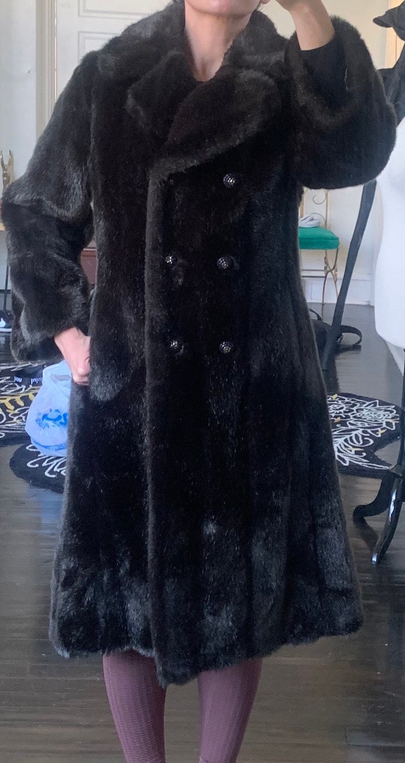 Vintage Faux Fur Dark Brown Coat 1960s Faux Fur Coat 60s Mid - Etsy