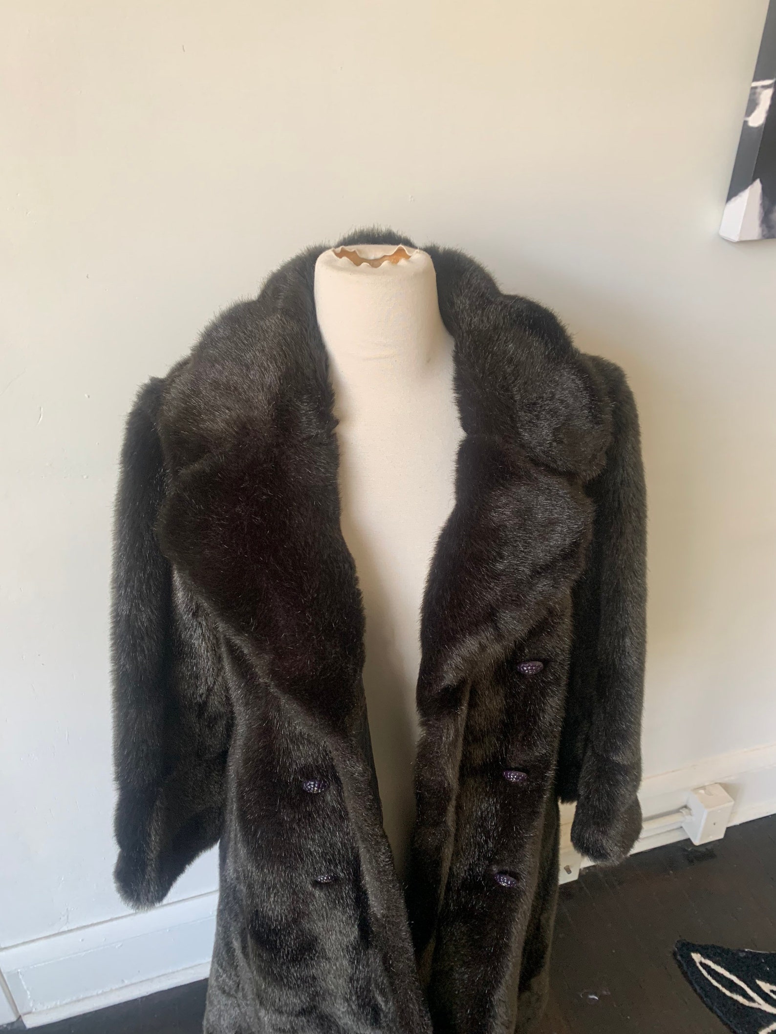 Vintage Faux Fur Dark Brown Coat 1960s Faux Fur Coat 60s Mid - Etsy