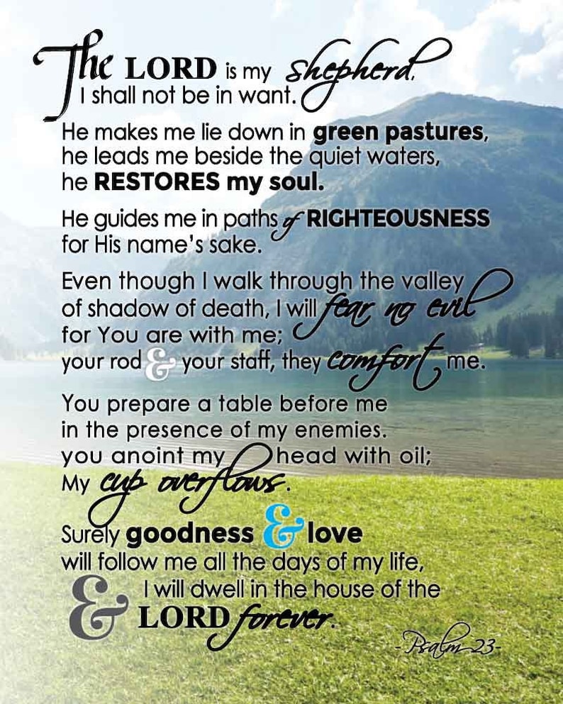 The Lord is My Shepherd, Psalm 23 Bible Verse - Etsy