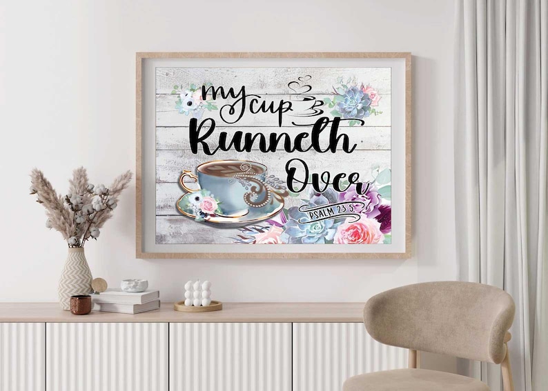 My Cup Runneth Over Bible Verse Psalm 23 내 잔이 넘치나이다 시편 23 - Etsy