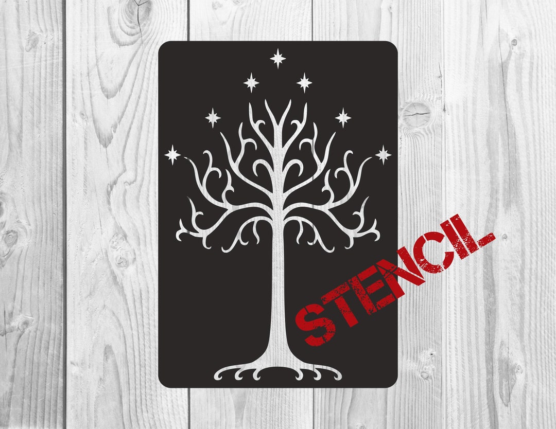 The Lord of the Rings Stencil, Tree of Gondor Print Silhouette, Tolkien ...