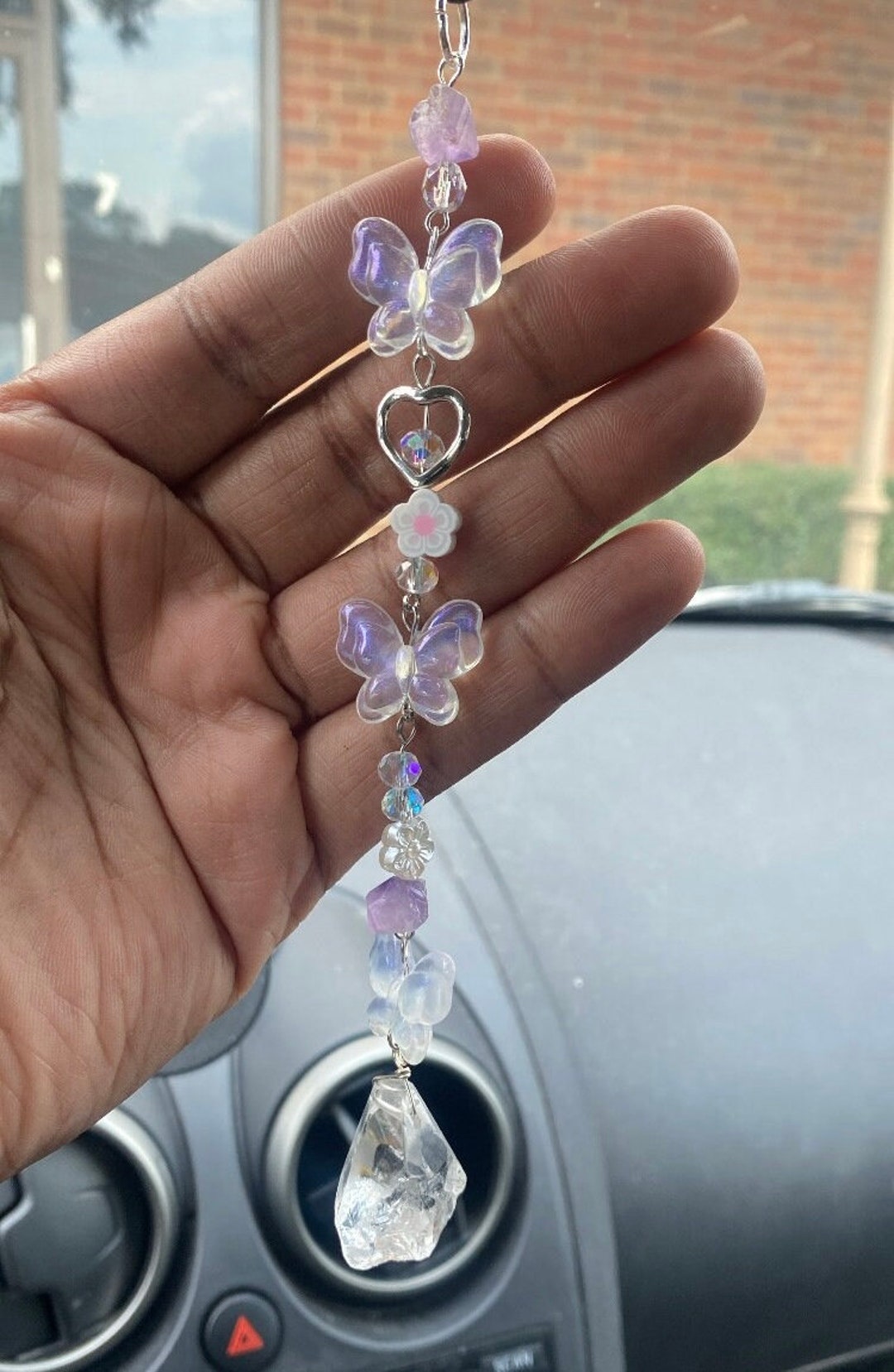 Butterfly Crystal Car Charm | Hanging Suncatcher Rearview Mirror ...