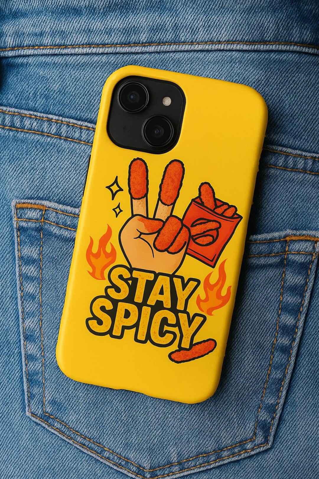Stay Spicy Hot Cheetos Meme iPhone Case – Tough Yellow Protective Cover ...