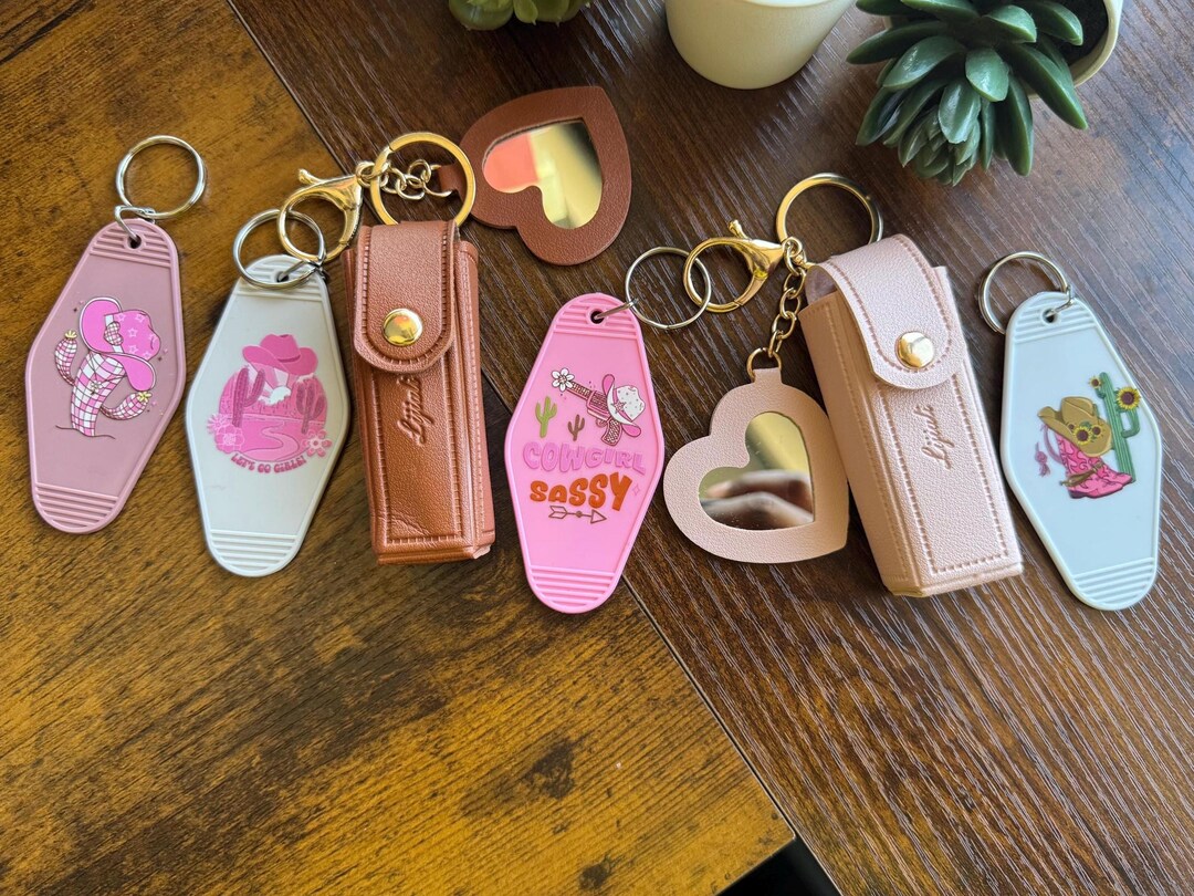 Pink Cowgirl Western Motel Keychain – Retro Cute Key Tag, Sassy Country ...