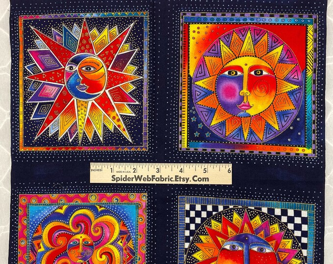CELESTIAL DREAMS PANEL Fabric Laurel Burch Sun Moon Stars Night Sky ...