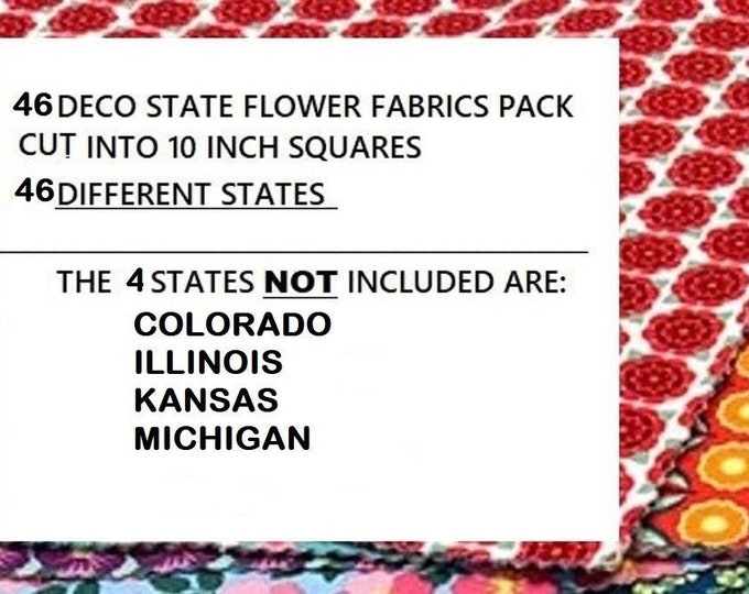 STATE FLOWERS 10 Inch Squares Pack 46 Different State Flower Fabrics ...