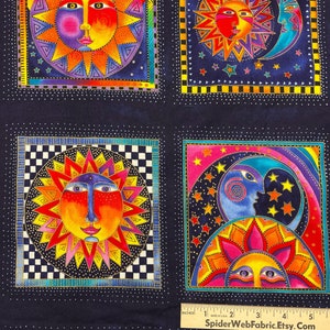 CELESTIAL DREAMS PANEL Fabric Laurel Burch Sun Moon Stars Night Sky ...