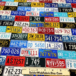 STATE LICENSE PLATES Fabric Car Truck Vehicle by Timeless Treasures ...