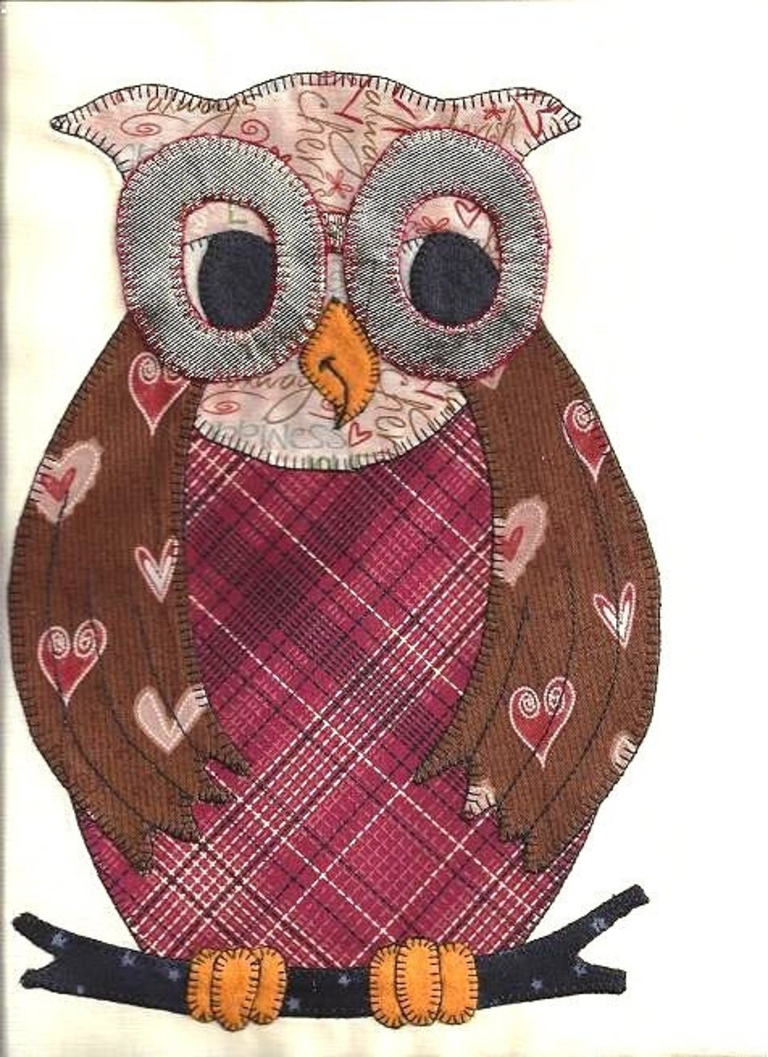 109 - OWL PATTERN or KIT W/ Complete Instructions for 2 Applique Styles ...