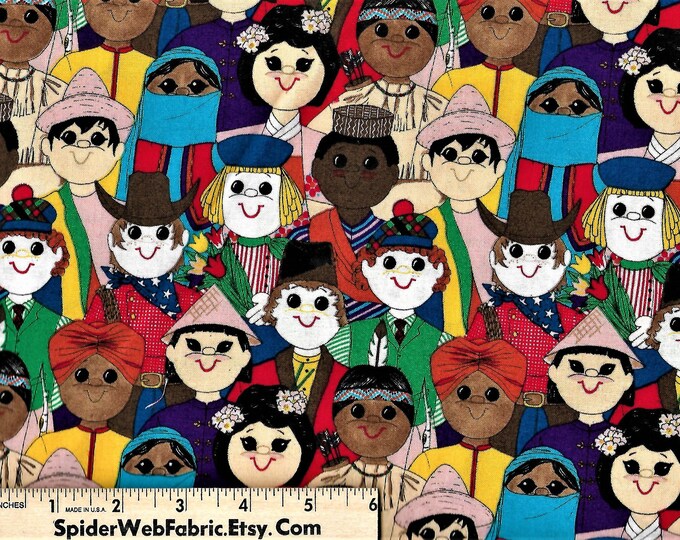 Vintage SMALL WORLD Fabric - International Kids Children - Ethnic ...