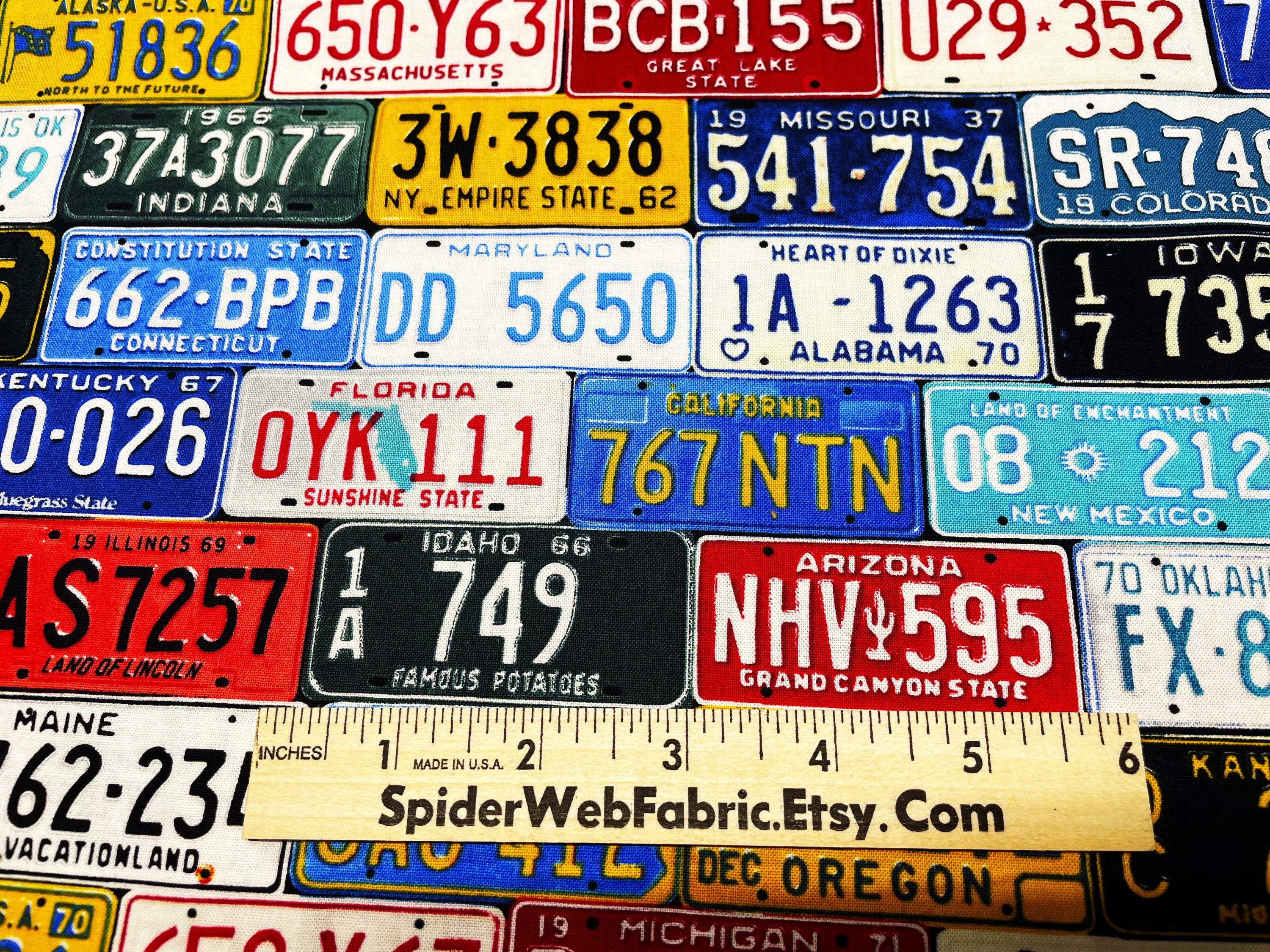 STATE LICENSE PLATES Fabric Car Truck Vehicle by Timeless Treasures ...