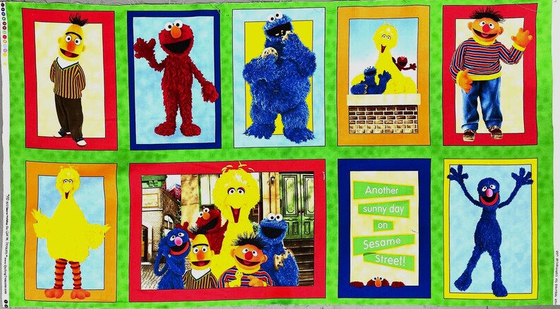 SESAME STREET CHARACTERS Fabric Panel - T V Show - Cartoons - Big Bird ...