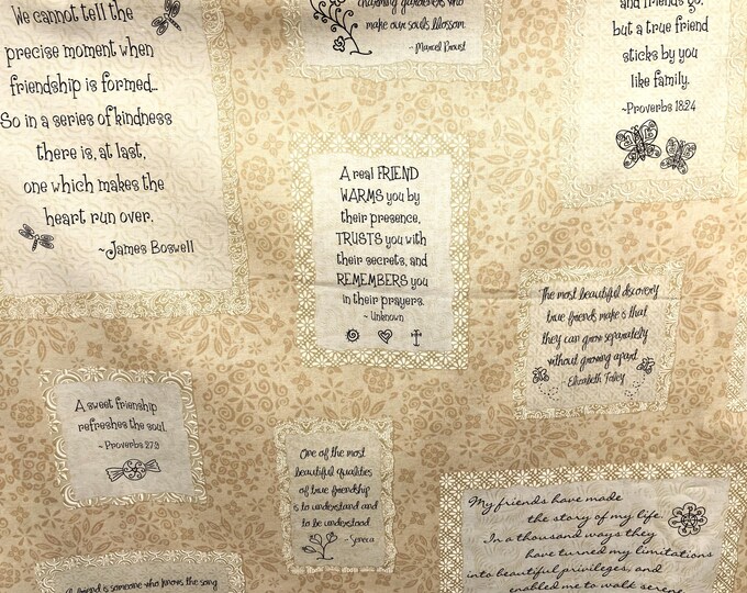 INSPIRATIONAL, Fun and WISE WORDS in Squares & Rectangles Panel Fabric ...