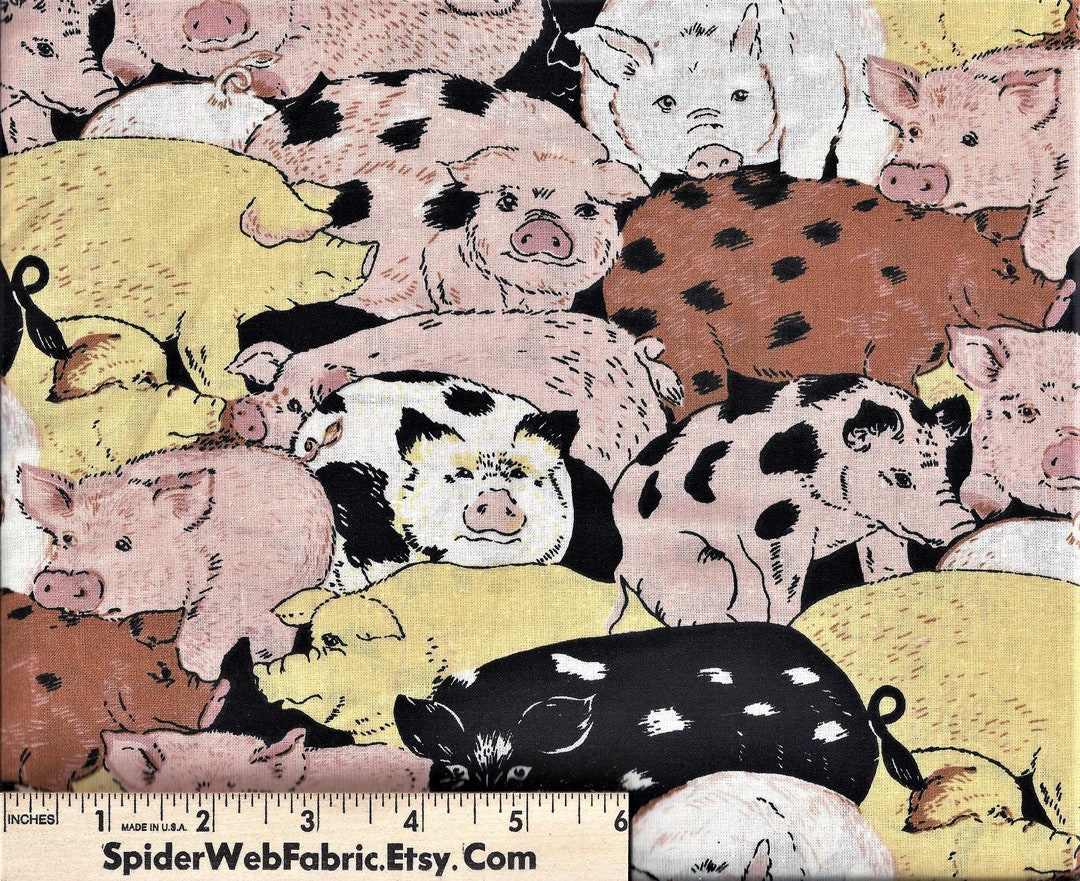 A17 - A PACK of PIGS Fabric - Farm Animals Spotted Hogs - Barnyard ...