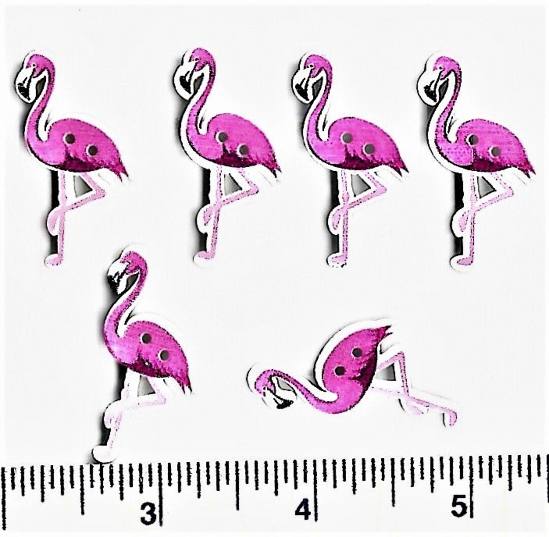 WOODEN FLAMINGOS Shaped Buttons - Florida Pink Ocean Birds ...
