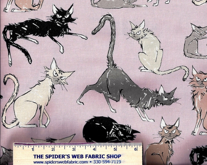 The Ghastlies 9 GHASTLIE LIVES Fabric Alexander Henry Cats Cat ...