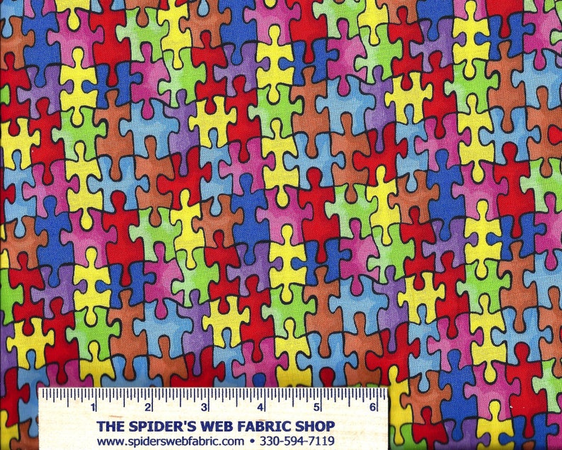 PUZZLE Fabric - Jigsaw Puzzle - Autism Awareness - Baum Textiles ...
