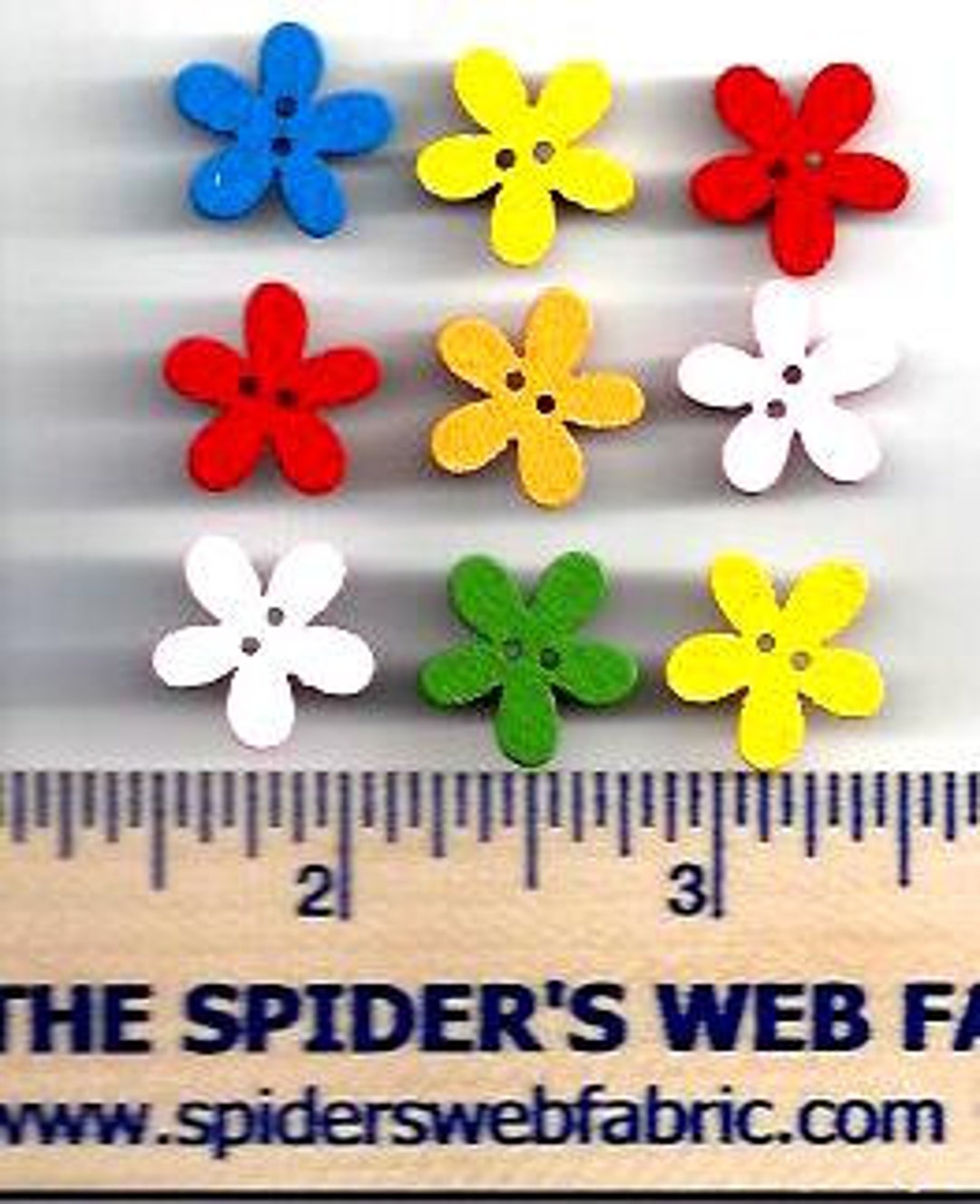 Wooden DAISY BUTTONS - Multi-color Flower Shaped Buttons - Embellishments - Novelty 2 Hole Flat ...