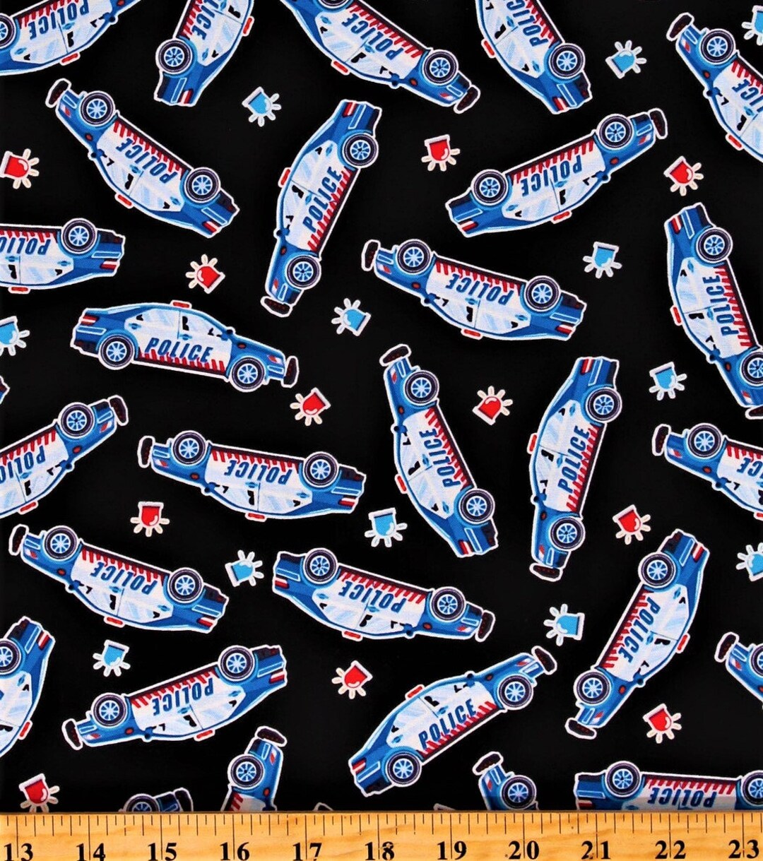POLICE Cars Fabric - GLOW in the DARK - Cops - Officers - Vehicles ...