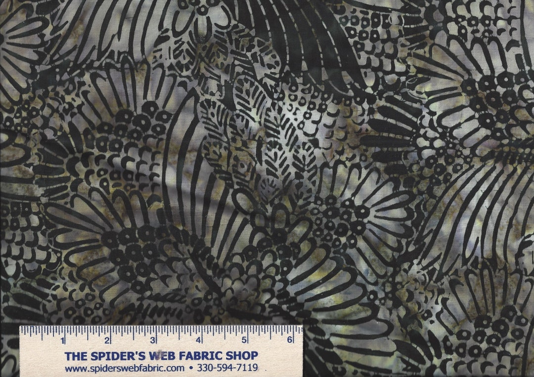 MOSS BUTTERFLY BATIK Fabric - Anthology Batik - Blender - Green - Black ...