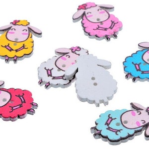 184 WOODEN SHEEP Shaped Buttons Lambs Farm Animals 2 Hole - Etsy