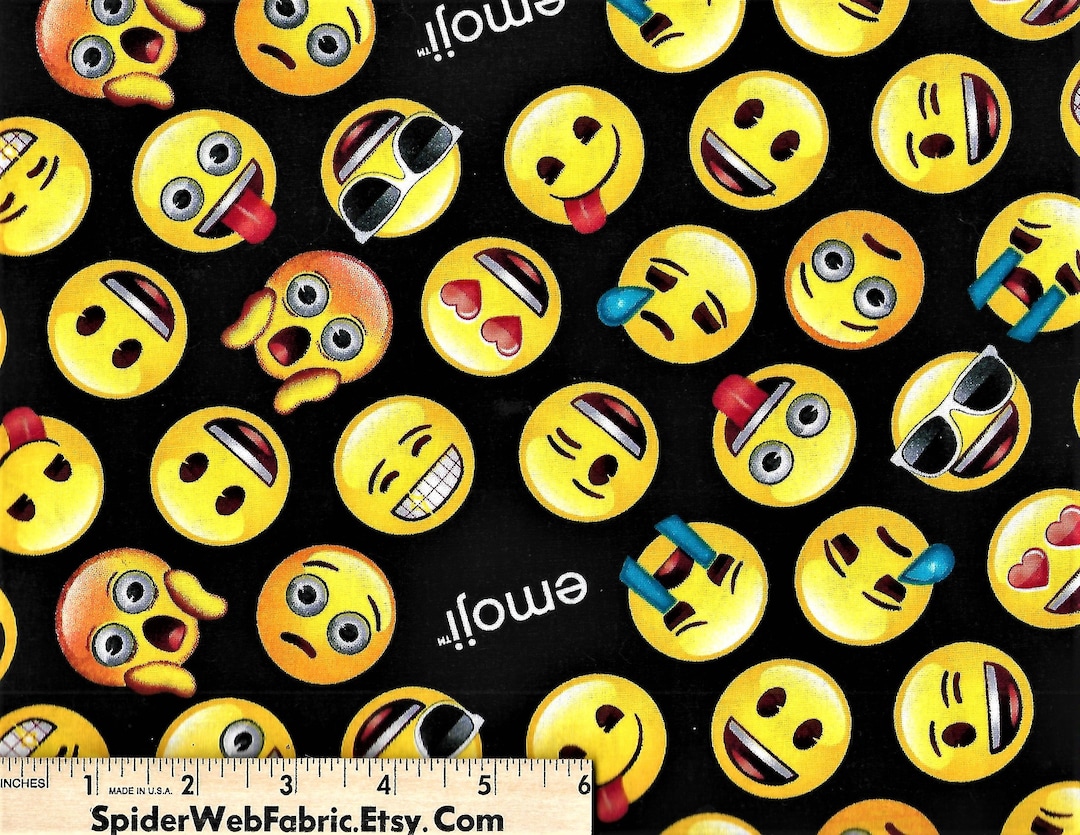 TEXT ME - EMOJIS Fabric - Smiley Faces - Cell Phone Characters - Yellow ...