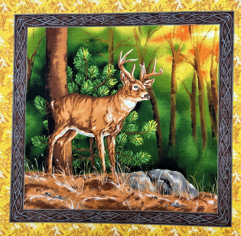 168 DEER ME PANEL Fabric Nature's Corner Pillow Panel - Etsy