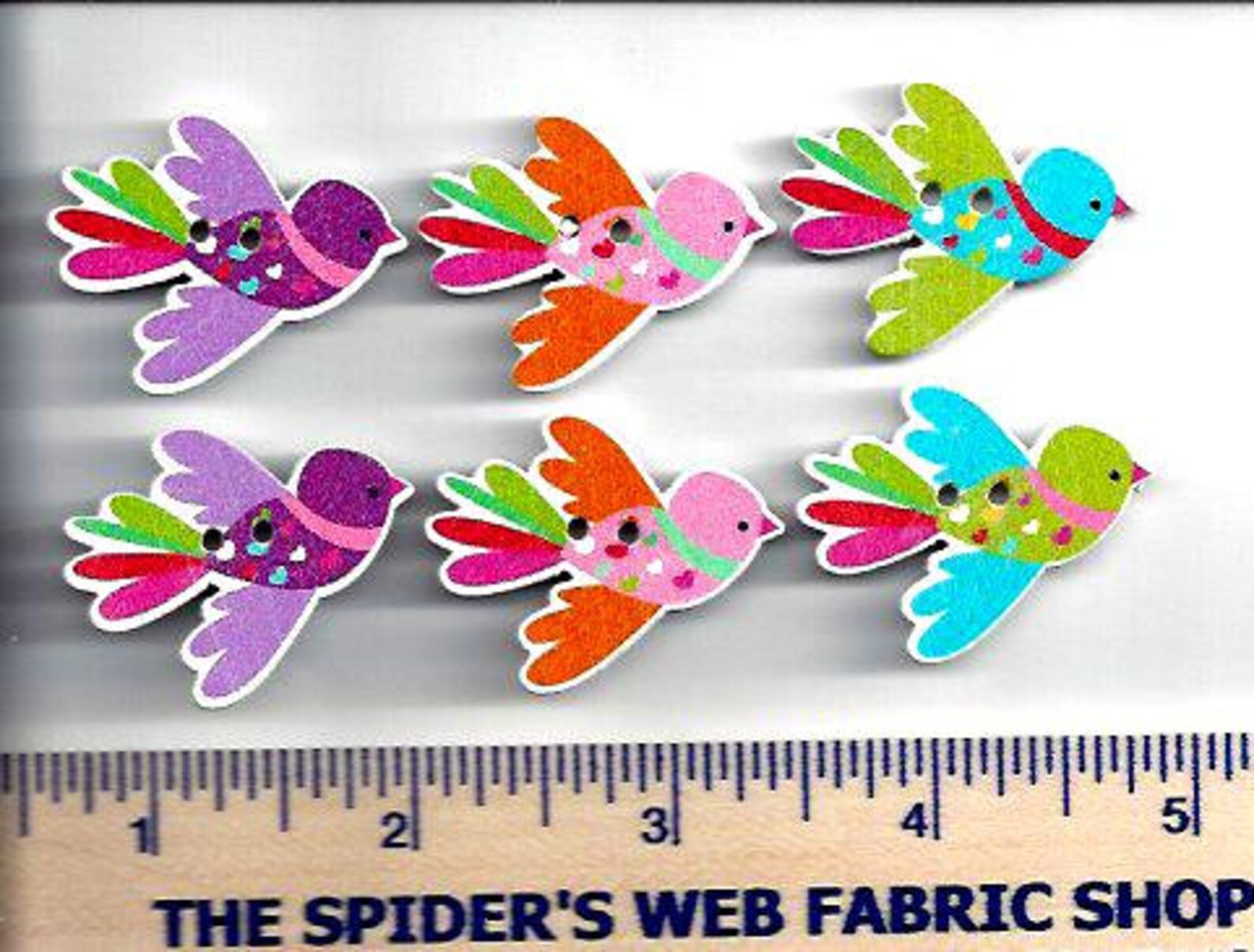 Wooden BIRDS IN FLIGHT Buttons -embellishments Novelty 2 Hole Flat Sew ...