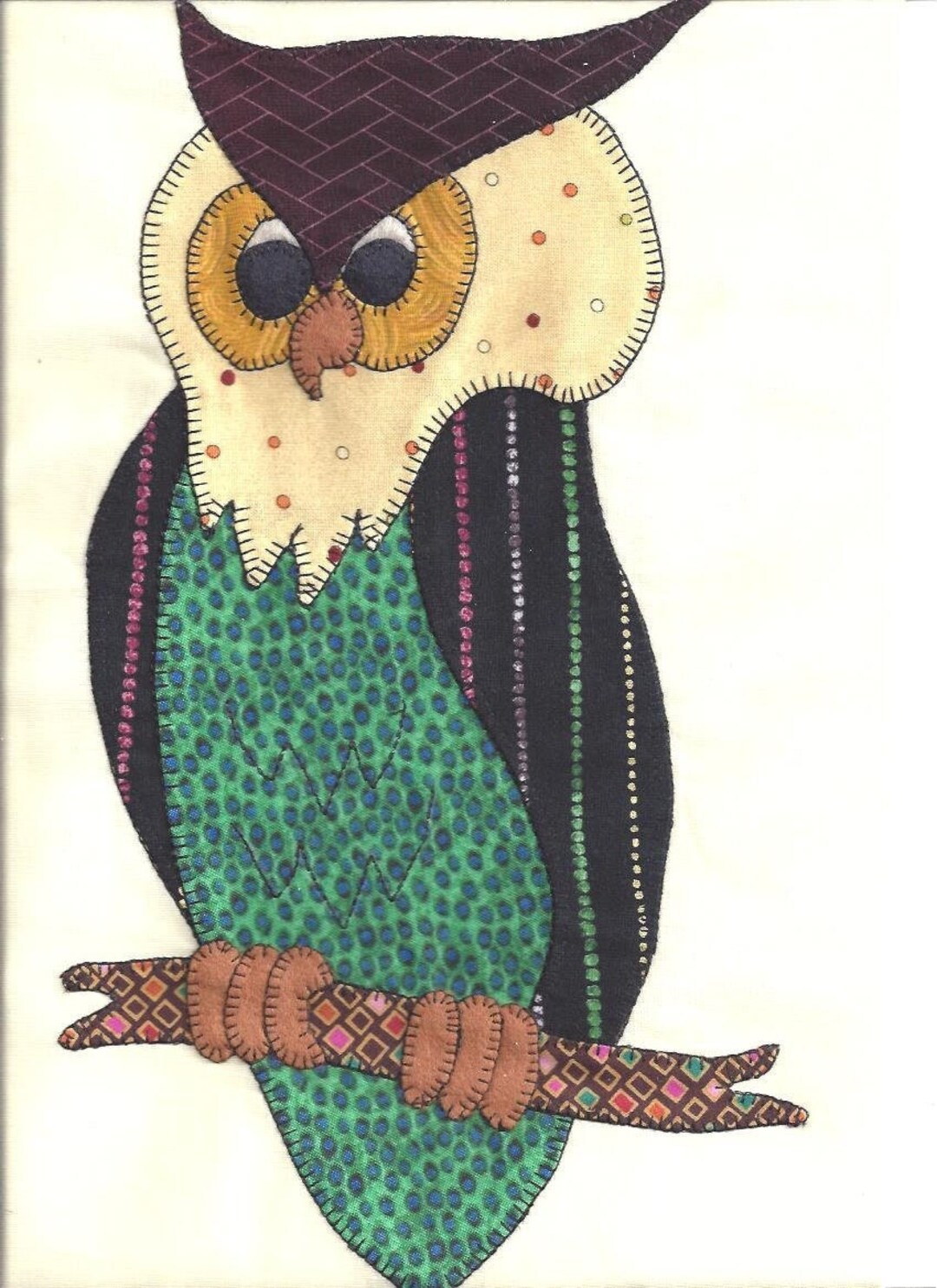 121 - OWL PATTERN or KIT W/ Complete Instructions for 2 Applique Styles ...
