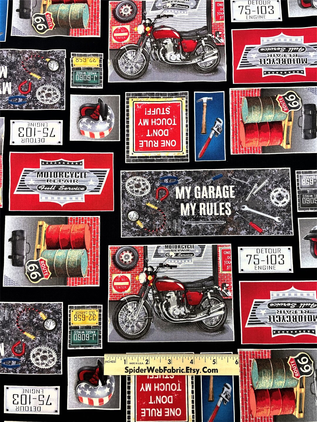 BORN TO RIDE Motorcycle Fabric Patchwork Choppers Motorbikes Bikers ...