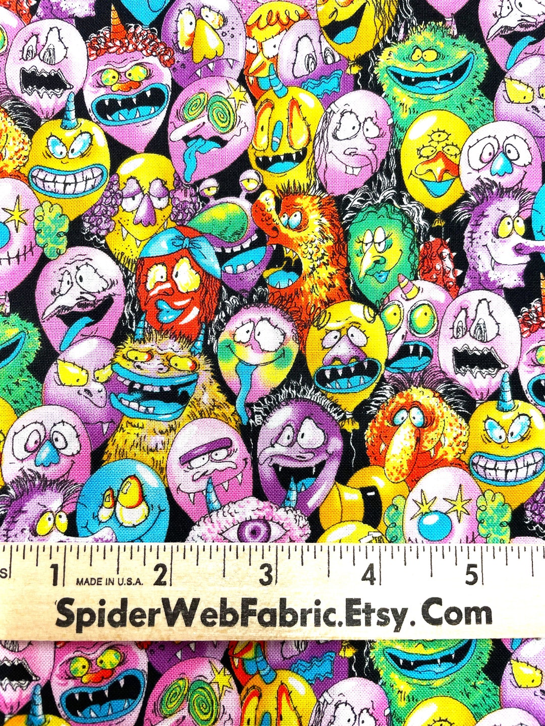 WILD THINGS Fabric - Monster Heads Goofy People Clowns Kids Children ...