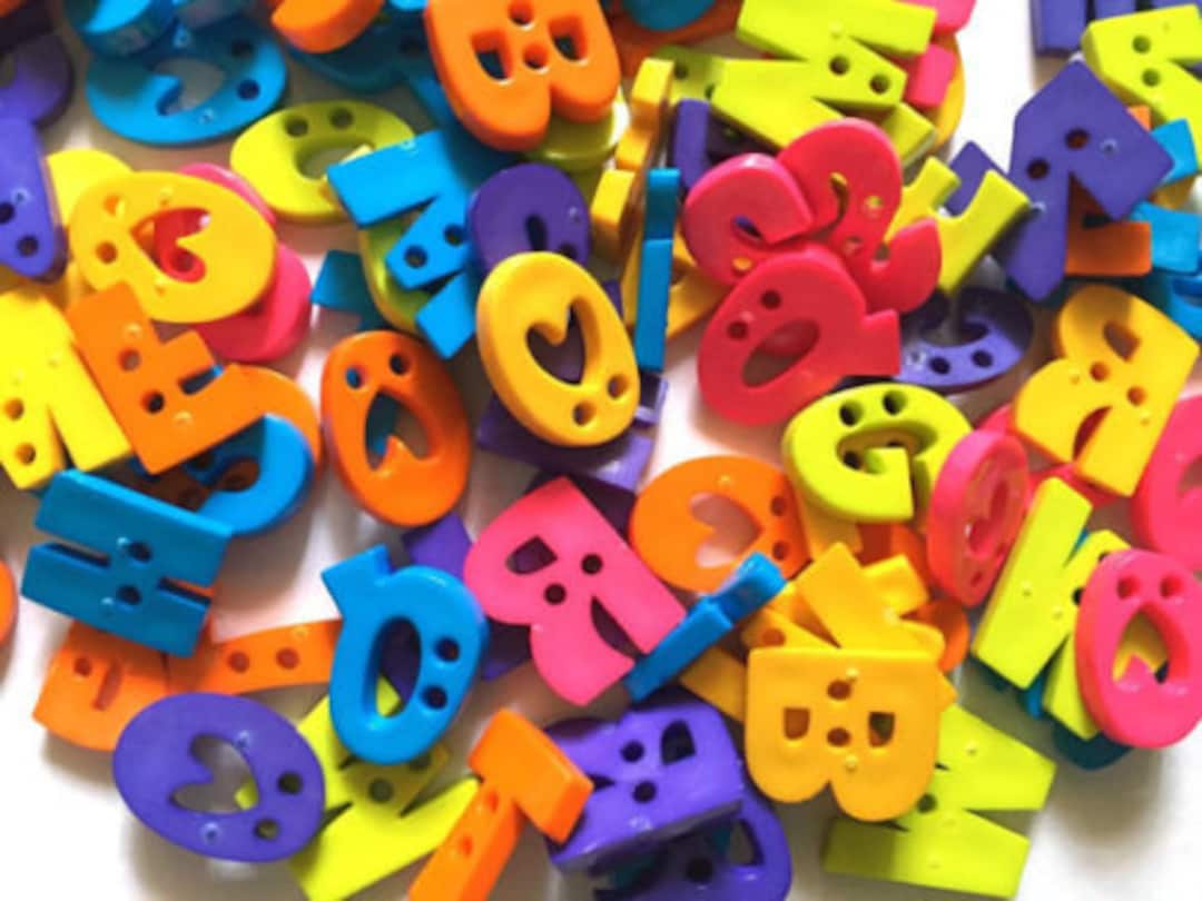Colorful Sturdy Plastic Letters Buttons - 2 Hole Flat (no Shank) - Sew ...