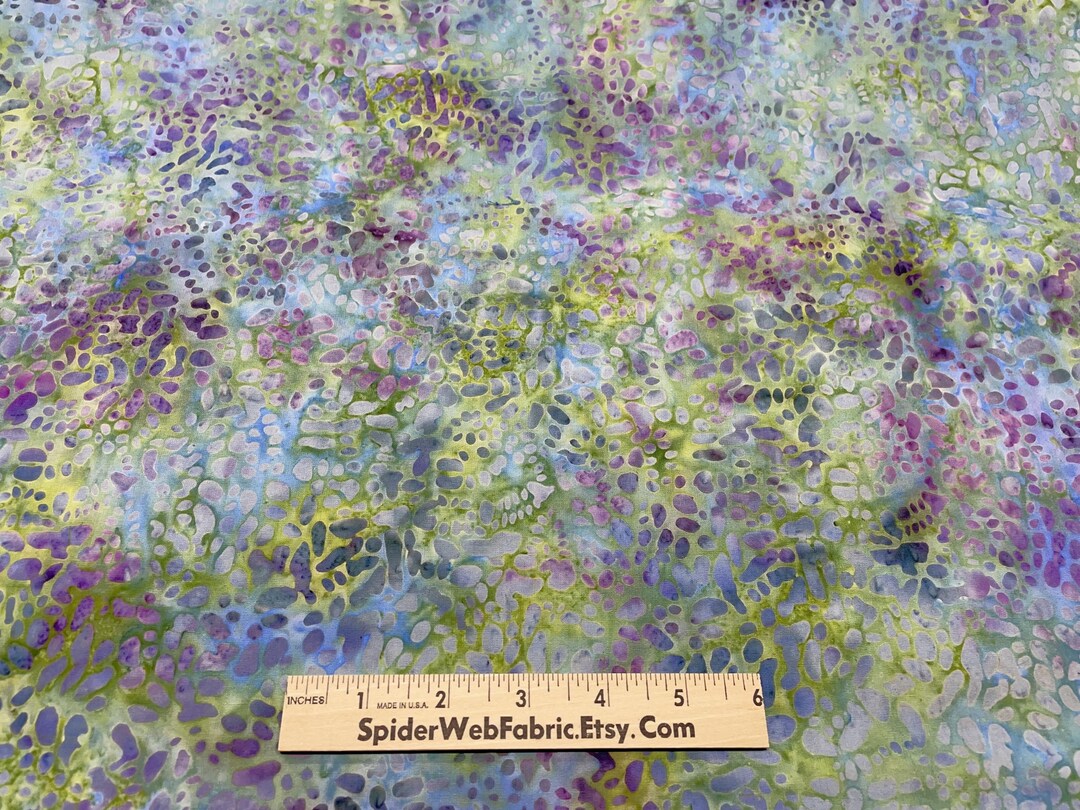 GARDEN MIST BATIK Fabric - Shades of Blues Purples Greens - Blender ...